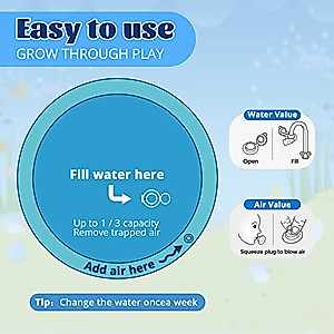 Faburo 40''X40'' Tummy Time Water Mat, XL Water Mat for Babies Inflatable Activity Center, Baby Water Mat for 3 6 9 12 Months Infants Baby Toys for Toddlers, Promote Baby's Growth