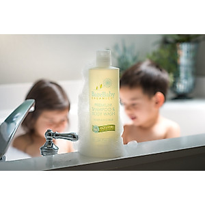 BareBaby Organics Organic Baby Shampoo & Body Wash with Aloe, Cucumber, Citrus Essential Oils – Safe, Gentle, Tear Free – Eczema Friendly – Paraben, Dye, Gluten, and Sulfate Free – 17.9 oz