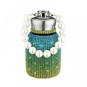 280ml Cute Bling Diamond Small Water Bottles, Stylish Rhinestone Stainless Steel Insulated Water Bottles, Leak-Proof Vacuum Flask Thermal Bottles with Pearl Bracelet (Green)