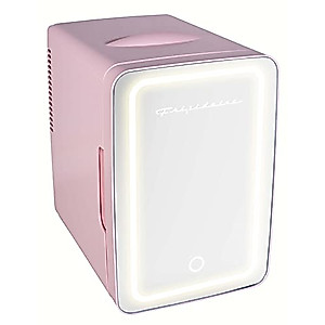 FRIGIDAIRE EFMIS170-PINK Mini Portable Compact Personal Fridge, 6.5L Capacity, 9 Cans, Makeup, Skincare, Freon-Free & Eco Friendly, Includes Home Plug & 12V Car Charger, 2022 Version, Pink