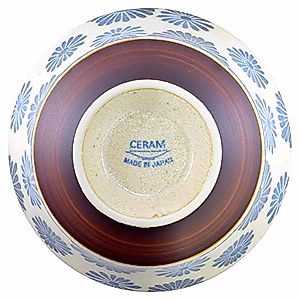 Mino Ware Japanese Ramen Bowl, Rice Noodle Soup Sarada Pasta, PAIKAJI Warp Donburi, 7.1 inch, Flower