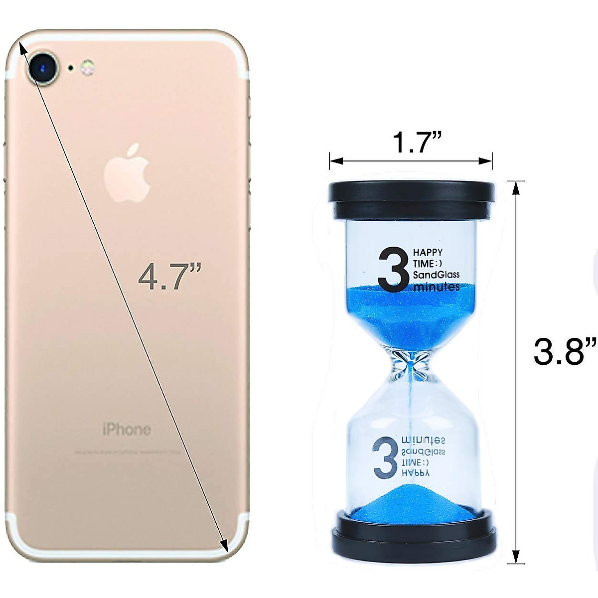 Veoley 3 Minutes Sand Timer Hourglass Sandglass Sand Clock for Games Classes Toothbrushing Workout - Blue