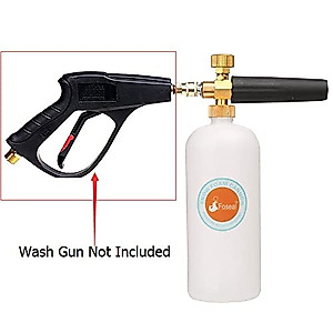 Foseal Adjustable Snow Foam Cannon with Heavy Duty Brass Knob, 1/4" Quick Release Foam Blaster for Pressure Washer Gun, 1L Bottle