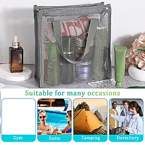 Mozeat Lens Mesh Shower Bag Grey Portable Mesh Shower Caddy Quick-Dry Tote Bag Dorm Toiletry Organizer Gym Shower Mesh Bag for Gym Travel Camping College Dorm Room Bathroom