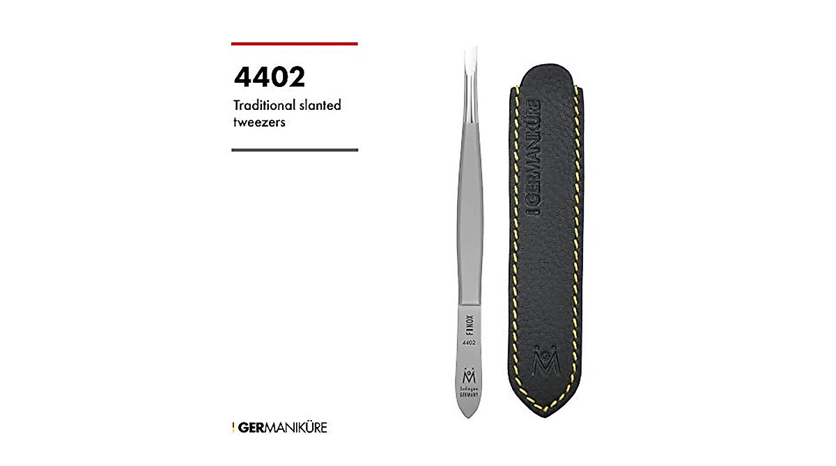 Germanikure Slanted Tweezers in Leather Case | Made in Solingen Germany