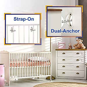 Furniture Anchors (10 Pack) 2022 Upgraded Furniture Straps for Baby Proofing, Secure 400 Pound Furniture Prevent Falling Anti Tip Earthquake Straps for Child Safety