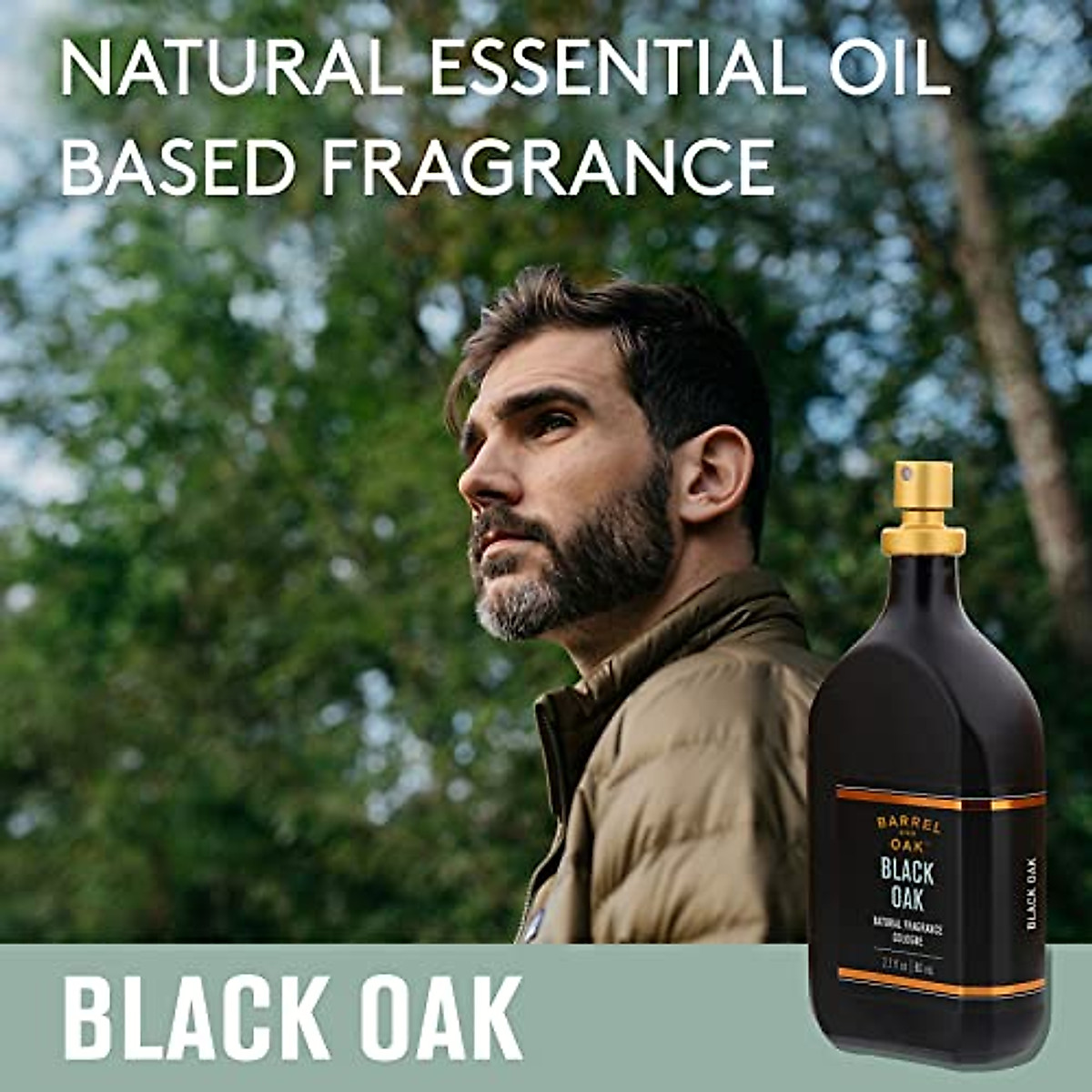 Barrel and Oak - Natural Fragrance Cologne, Cologne for Men, Eau de Cologne, Essential Oil-Based Scent, Warm Oak & Spicy Bergamot, Subtle Earthy Fragrance, Paraben & SLS Free (Black Oak, 2.7oz)