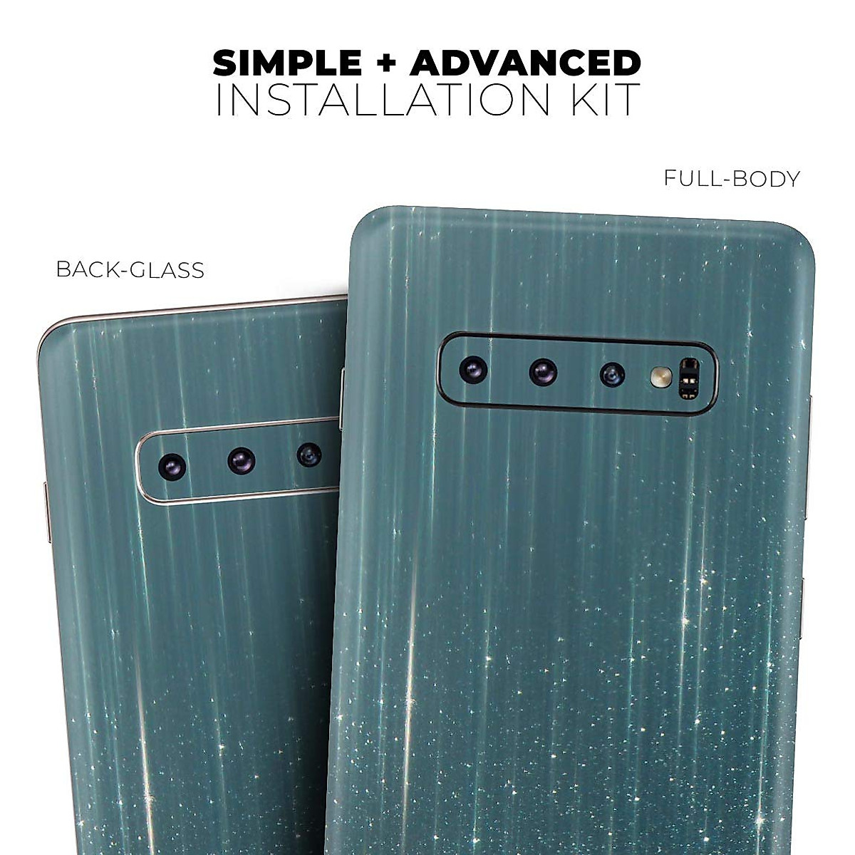 DesignSkinz Scratched Teal and White Surface with Silver Sparkle Protective Vinyl Decal Wrap Skin Cover Compatible with The Samsung Galaxy S20 (Screen Trim & Back Glass Skin)