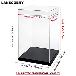 LANSCOERY Clear Acrylic Display Case Assemble Countertop Box Cube Organizer Stand Dustproof Protection Showcase for Action Figures Toys Collectibles (8.5x8.3x10.2Inch, 21.5x21x26 cm)