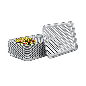 16.5 x 11.5 Inch Disposable Aluminum Foil Pans Use on BBQ or Indoor Hot Plate, Aluminum Sheet Pans for Cooking, Baking, Heating -Protect Cooking Grate Heavy Duty Grill Topper 10 Pack