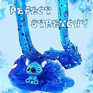 Glimmer Slime 2 Pack, Great Smell Crunchy Slime with Stitch Slime and Avocado Slime, Non Sticky,Super Soft Sludge Toy, Birthday Gifts for Kids,DIY Crystal Boba Slime Party Favor for Girls & Boys