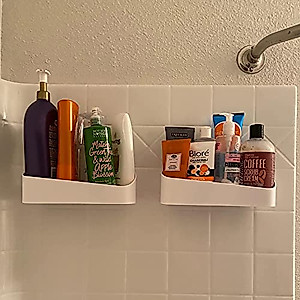 Cedilis 4 Pack Shower Caddy Shelf, Adhesive Bathroom Shower Shelf Organizer, No Drilling Wall Mounted Plastic Shampoo Holder Organizer, Great for Shower Room Bathroom Kitchen, White