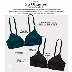 Victoria's Secret So Obsessed Wireless Push Up Bra, Padded, Plunge Neckline, Smoothing, Bras for Women, Beige (34C)