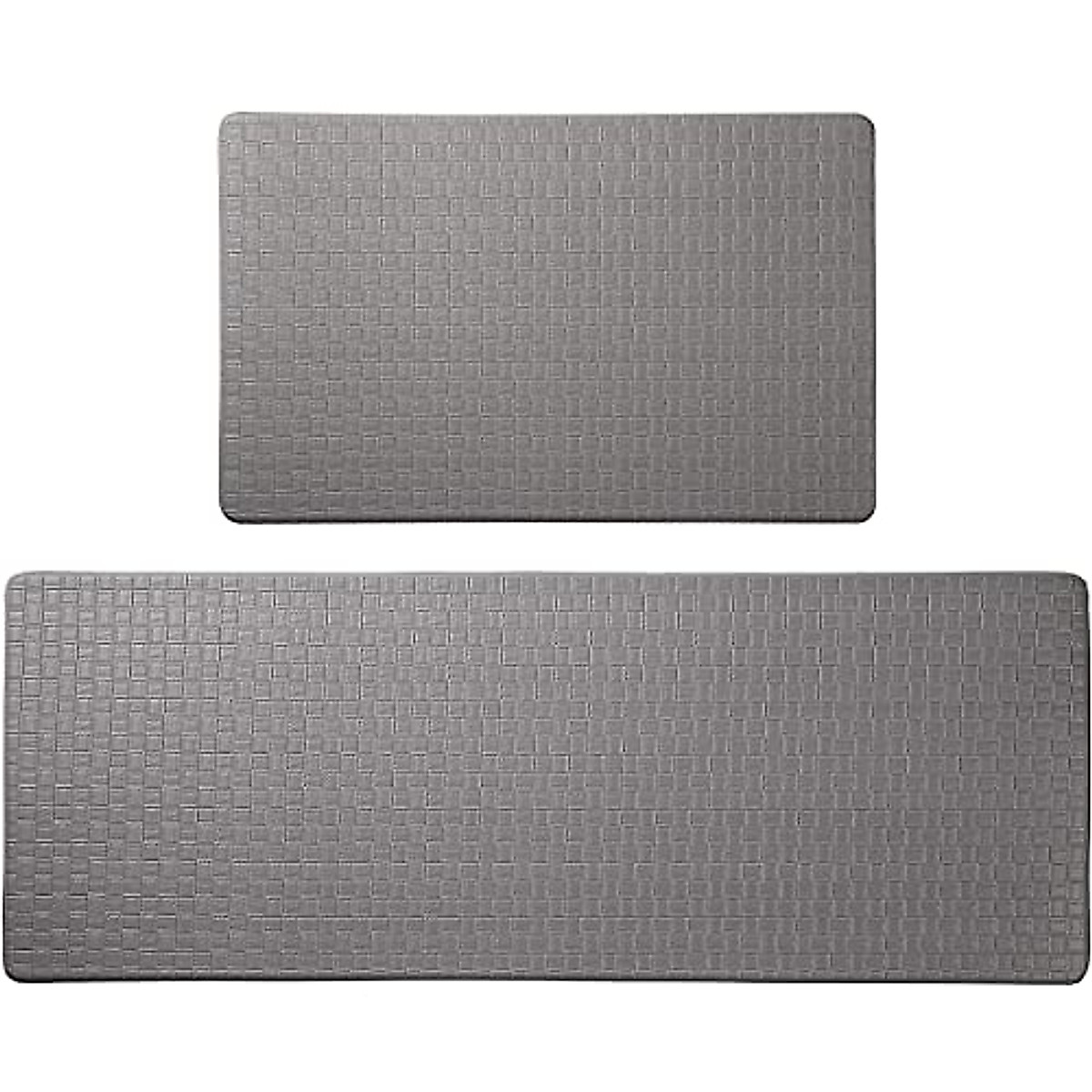 Asvin Premium Kitchen Mat Set, Anti Fatigue PVC Kitchen Floor Mat and Rug, 17"x30"+17"x47", Cushioned, Waterproof, Heavy Duty Kitchen Sink Mat for Home, Farmhouse, Indoor, Grey