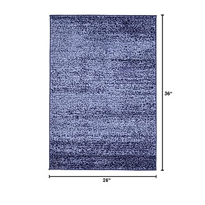 Rugs.com Angelica Collection Rug – 2' x 3' Navy Blue Medium Rug Perfect for Entryways, Kitchens, Breakfast Nooks, Accent Pieces