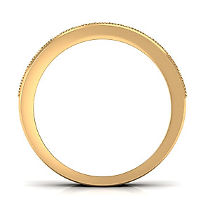 Certified Black Spinel Half Eternity Band, AAA Quality, Natural Black Spinel Anniversary Ring (With Jewelry Box), 14K Yellow Gold, Size:US 9.50