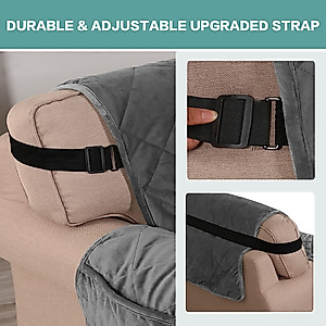 Turquoize Recliner Couch Cover Velvet Loveseat Recliner Cover Recliner Couch Covers for 2 Cushion Couch Recliner Cover Slip Resistant Recliner Protector with Straps Seat Width Up to 54" (54",Gray)