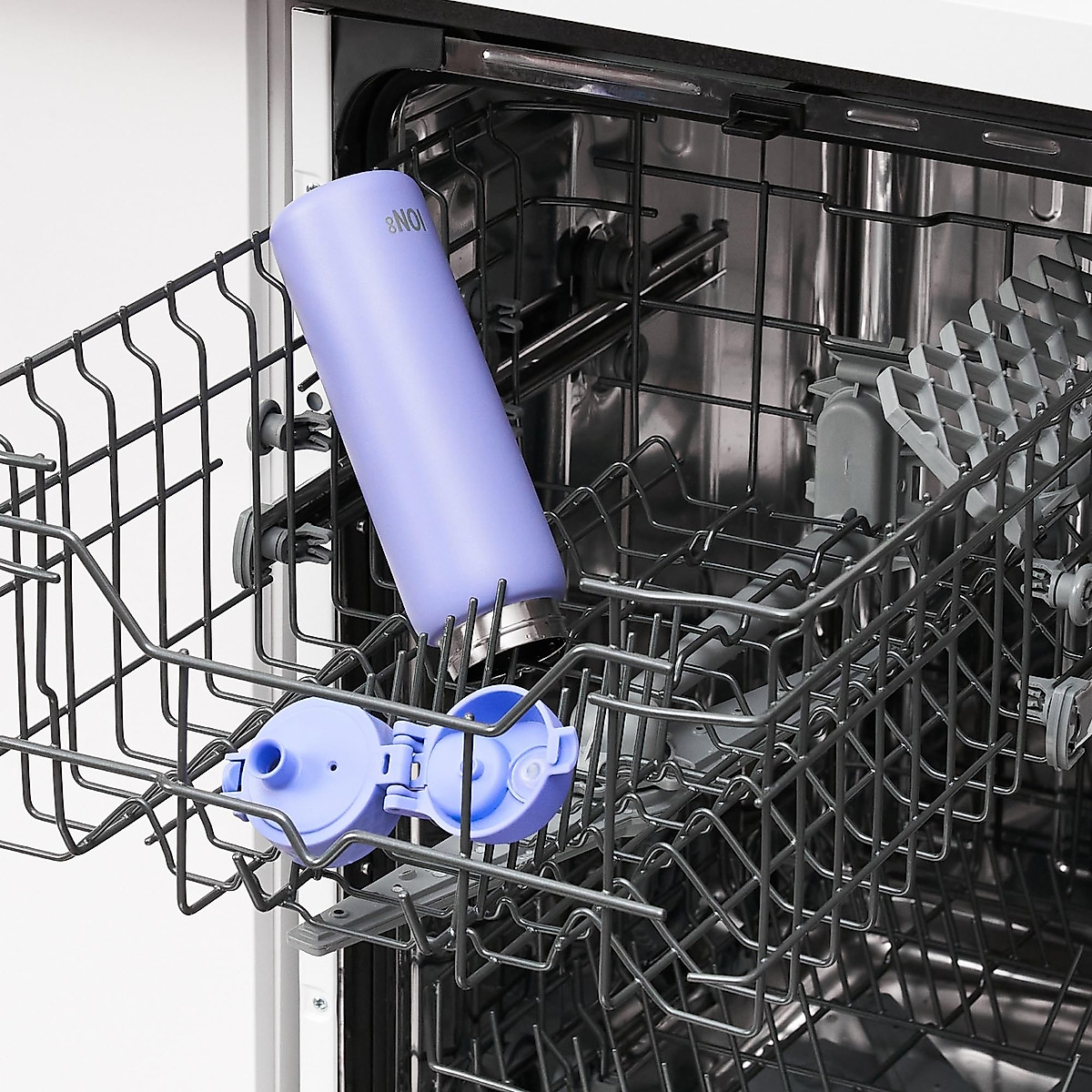 ION8 Vacuum Insulated Steel Water Bottle, 500 ml/18 oz, Leak Proof, Easy to Open,Secure Lock, Dishwasher Safe, Fits Cup Holders, Carry Handle, Scratch Resistant, Durable Stainless Steel, Light Purple