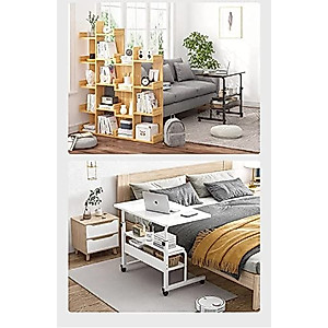 Adjustable Table Student Computer Desk Portable Home Office Furniture Small Spaces Desk Sofa Bedroom Bedside Desk Learn Play Game Desk on Wheels Movable with Storage Desk Size 31.5 * 15.7 Inch,White
