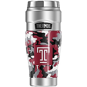 THERMOS Temple University OFFICIAL Camo STAINLESS KING Stainless Steel Travel Tumbler, Vacuum insulated & Double Wall, 16oz