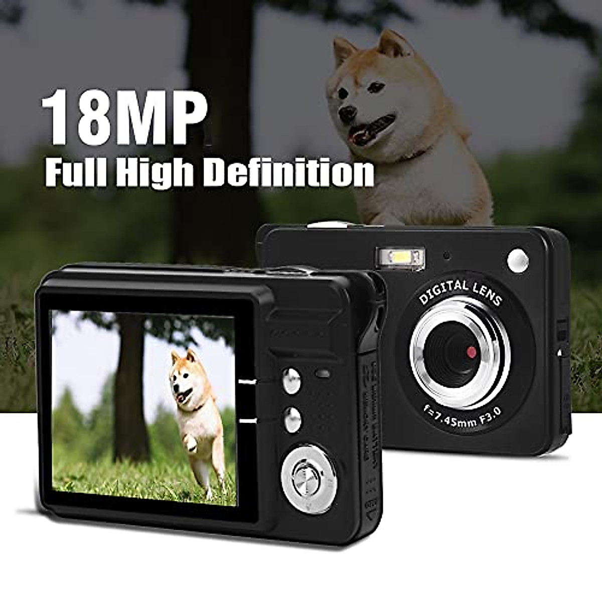 Digital Camera, 8X Zoom Card Digital Camera 18 MP 2.7" TFT LCD Display Mini Vlogging Camera with Built-in Microphone, Maximum Support 32GB Memory Card(black)
