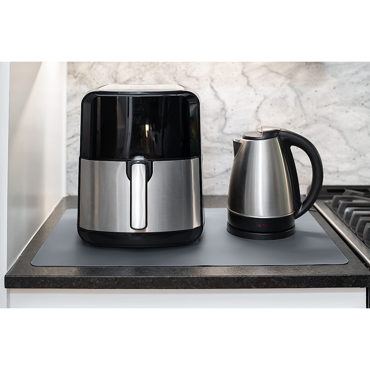 gasaré, Set of 2, Extra Large, Thick, Silicone Mats for Kitchen Counter, Heat Resistant Mats, Countertop Protector, Non-Slip, Easy to Clean, 25 x 17 Inches x 1.4mm, Gray