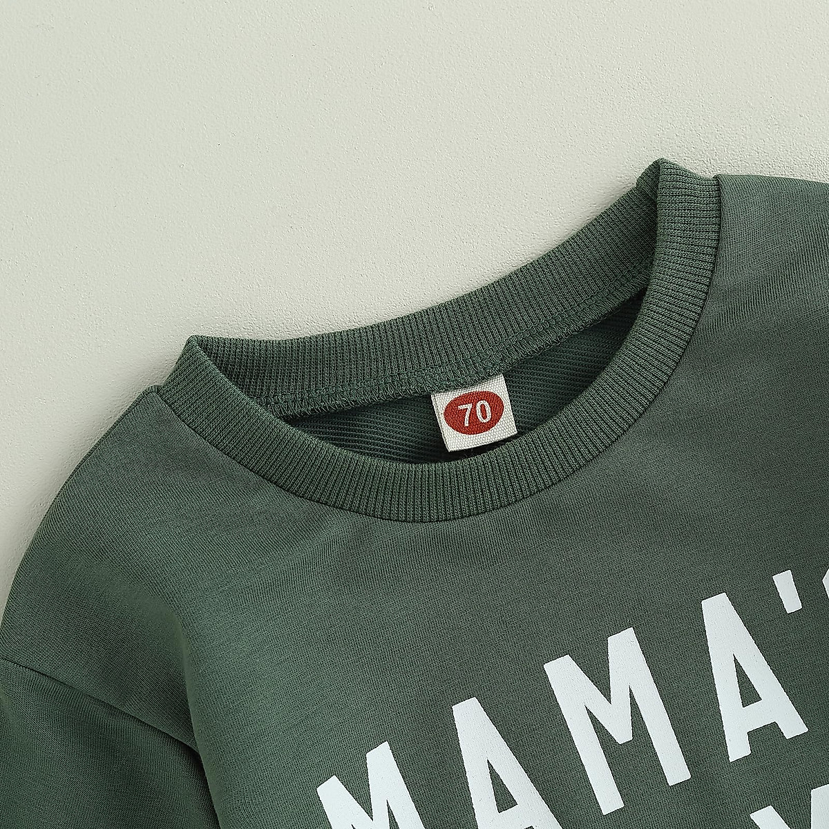 JLKGICF Fall Winter Baby Boys Clothes Long Sleeve MAMA'S BOY Print Sweatshirt+Elastic Sweatpants Toddler Infant Outfit Set (Dark Green Gray4, 0-6 Months)