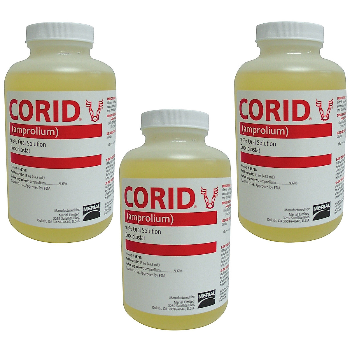 (3 Pack) Merial 66798 Corid Liquid 9.6 Percent for Calves 16-Ounce
