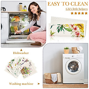 8 Pcs Swedish Kitchen Dishcloths Soft Swedish Kitchen Cloths for Kitchen Reusable Dish Towels Absorbent and Fast Dry Kitchen Washcloths for Dishes Reusable Washcloths Washable Cleaning Wipes (Flower)