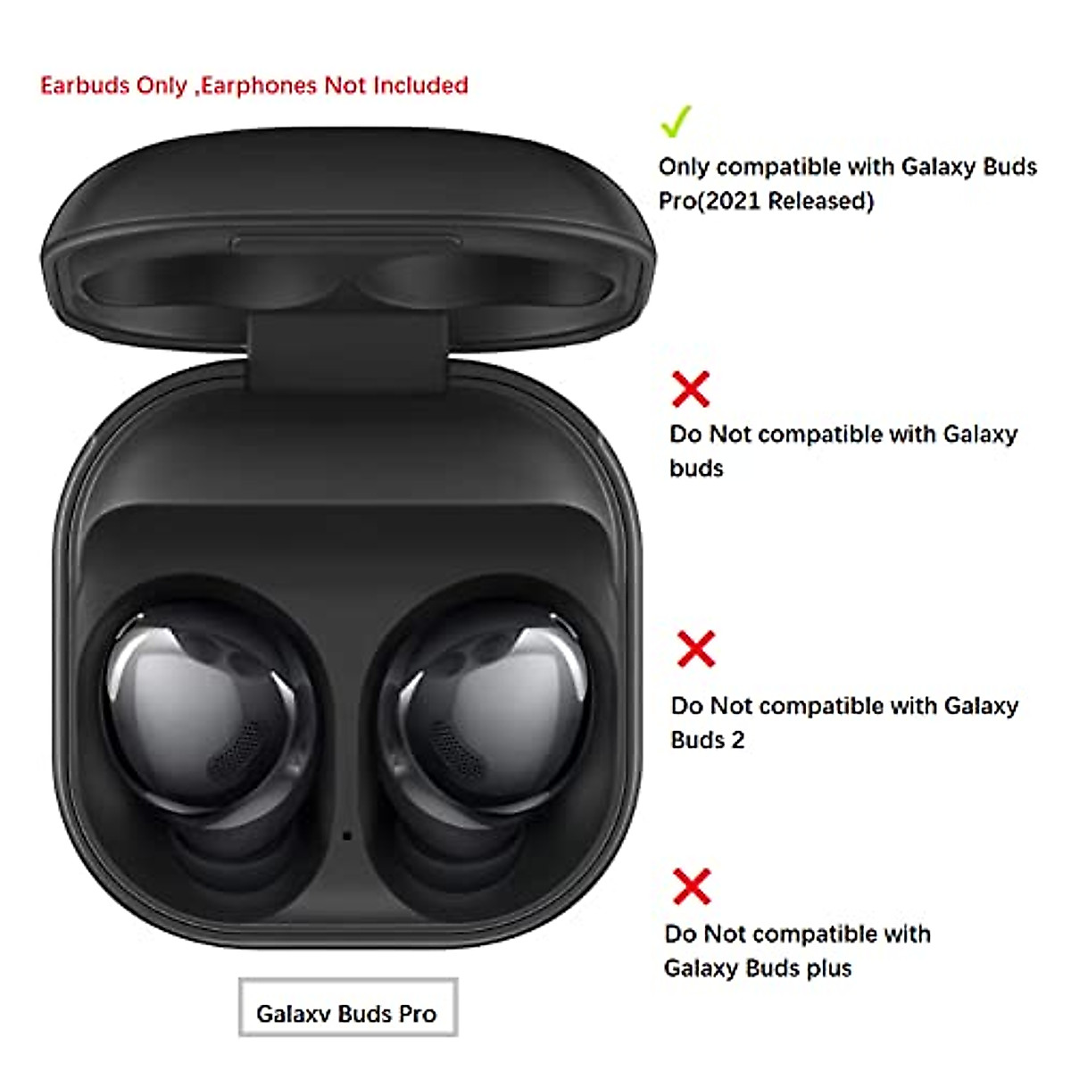 6 Pairs Silicone Ear Tips for Galaxy Buds Pro,Earbud Tips Compatible with Samsung Galaxy Buds Pro SM-R190 Black S/M/L