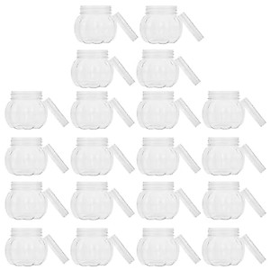 Mini Halloween Candy Jar Plastic Halloween Candy Jars with Lids 20PCS Pumpkin Shaped Clear Cookie Jar Container Storage Jars for Coffee Bean Nut Spices Canister Party Sweet