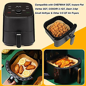 BYKITCHEN Square Air Fryer Disposable Paper Liners - Set of 100, Compatible with Cosori, Instant Pot, Dash Mini Air Fryer and More