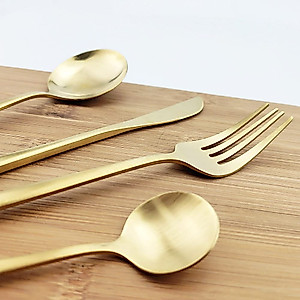 Gugrida 4Pcs Matte Tea Spoon Cutlery Stainless Steel Coffee Spoon Silverware Small Stirring Spoon Tableware Kitchen Flatware 5.11" Gold Red