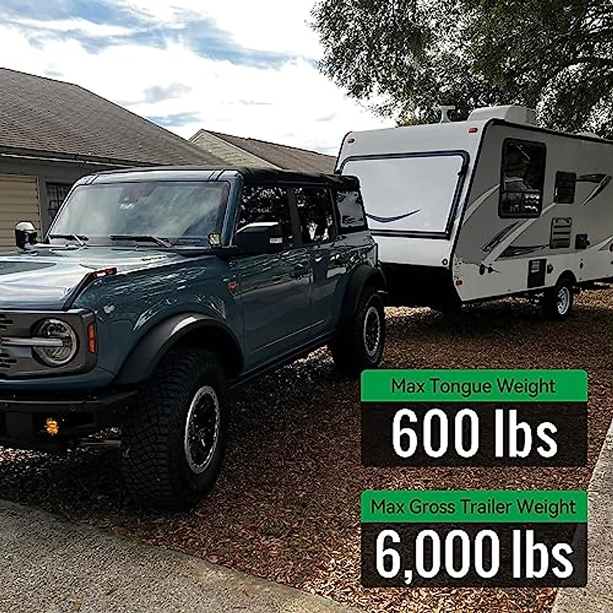 RbhAuto 2" Towing Trailer Hitch Receiver, Class 3 Rear Bumper Towing Hitch Receiver with Cover Kit fit for Ford Bronco 2021 2022