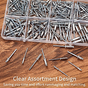 200 Pcs Pop Rivets Assortment Kit, Assorted Aluminum Blind Rivets, Metal Flange Blind Rivets for Metal, 1/8"x1/4", 1/8"x5/16", 1/8"x3/8", 1/8"x1/2", 3/16"x1/4", 3/16"x5/16", 3/16"x1/2", 3/16"x5/8"