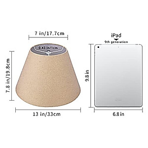 ALUCSET Medium Lamp Shade, Barrel Fabric Lampshade for Table Lamp and Floor Light,7x13x7.8 inch, Natural Linen Hand Crafted, Spider (Pale-Yellow W/ Golden flecks Linen Fabric)