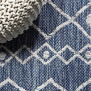 JONATHAN Y SMB131C-3 Nokat Tribal Bohemian Indoor Outdoor Area-Rug Bohemian Rustic Easy-Cleaning Bedroom Kitchen Backyard Patio Non Shedding, 3 X 5, Blue/Ivory