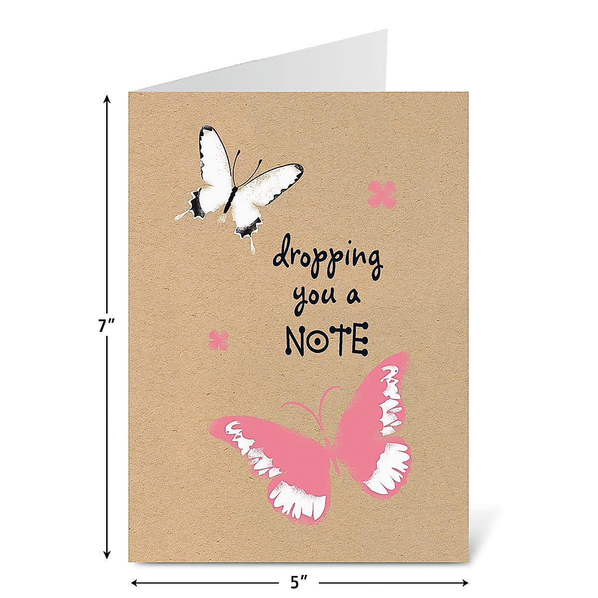 Thinking of You Kraft Greeting Card Value Pack - Set of 20 (5 designs), Large 5" x 7" Friendship Cards, Envelopes Included