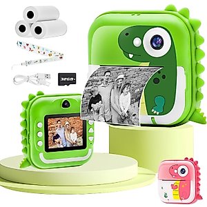 Nameer kids camera instant print,1080P HD Digital Camera with 32G SD Card,24MP Photography and selfies,Toddler Portable Camera Toy Age 3-14,Birthday for 3-14 Year Old Girls Boys-Green