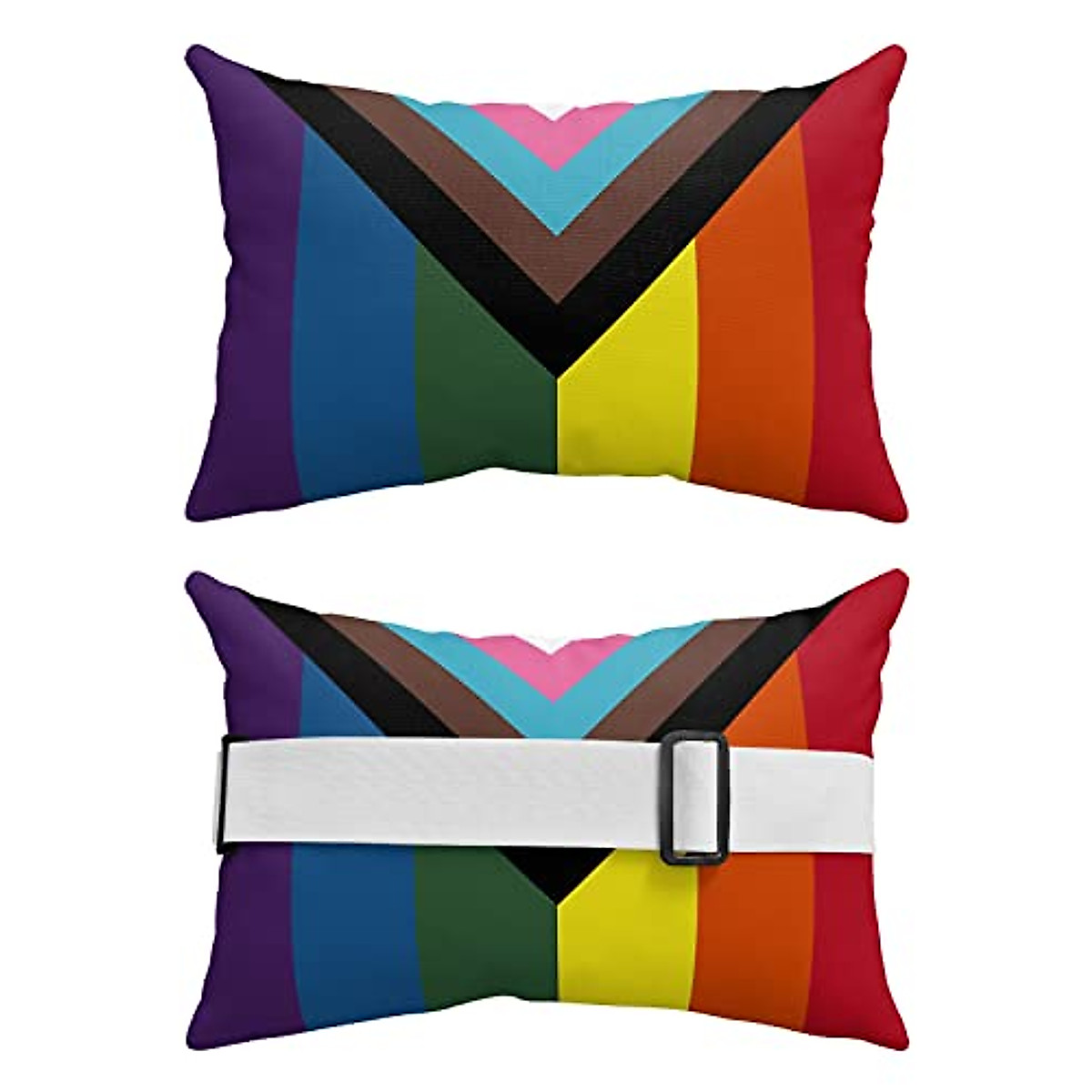 Recliner Head Pillow Ledge Loungers Chair Pillows with Insert Rainbow Stripes Color Texture Lumbar Pillow with Adjustable Strap Outdoor Waterproof Patio Pillows for Beach Pool Chair, 2 PCS