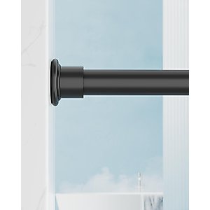 ALLZONE Heavy Duty Tension Shower Curtain Rod 42-83 Inches for Bathroom, Window, Non-Slip, Adjustable with Strong Spring Pole for Closet, Doorway, No Rust, No Drilling, Black