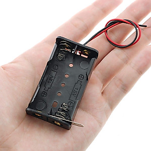 E-outstanding 4-Pack Plastic Battery Case 2x1.5V AA Battery Holder with Wire Leads Spring Clip and Closing Switch, Black