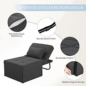 Diophros Sofa Bed, Convertible Chair 4 in 1 Multi-Function Modern Folding Ottoman Guest Bed with Adjustable Sleeper for Small Room Apartment, Medium