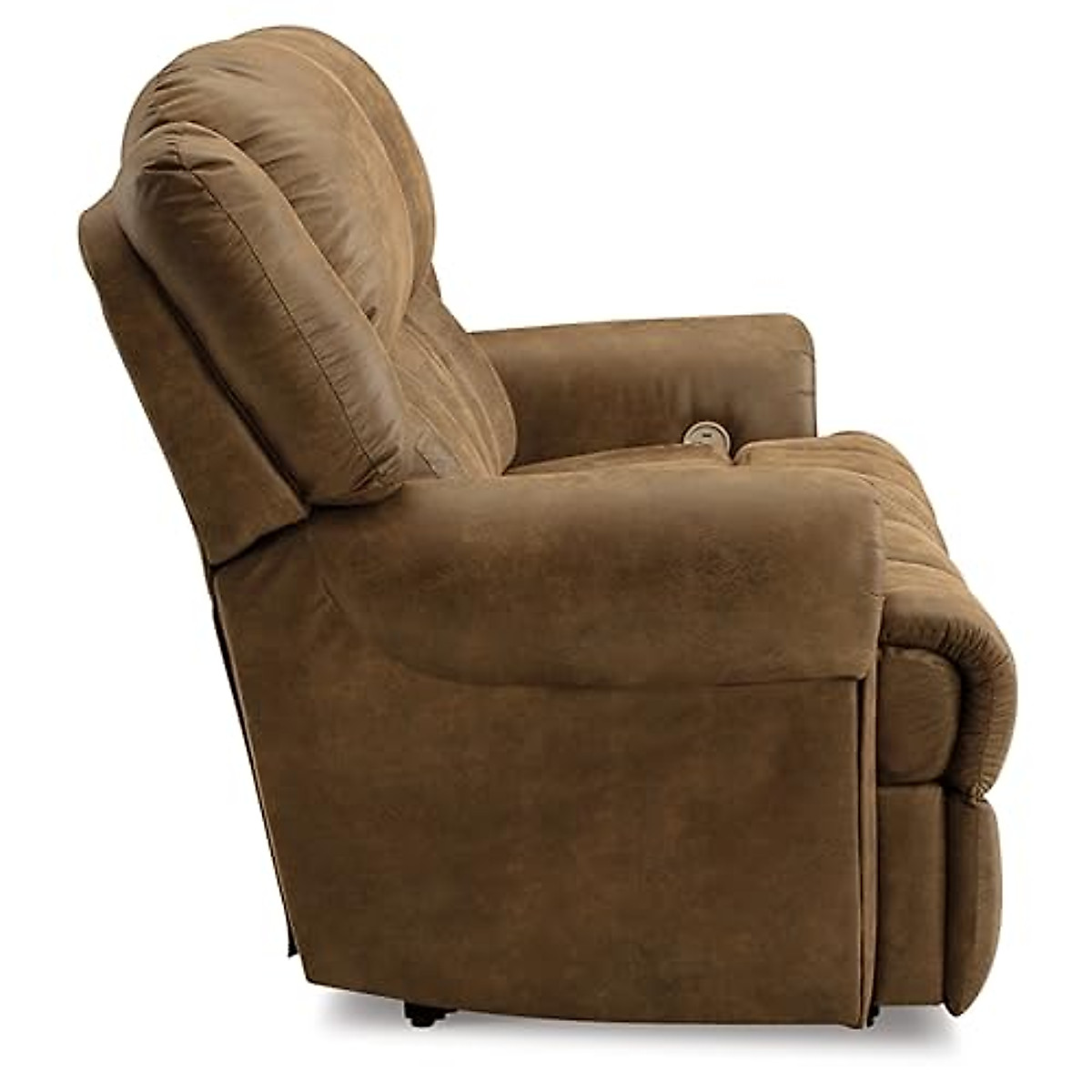 Signature Design by Ashley Boothbay Classic Faux Leather Power Power Reclining Loveseat with USB Ports, Dark Brown