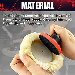 wesleydrill 5PCS 3” Wool Polishing Pad,Polishing Pads Cutting Pads Hook Loop Polishing Pad for Car Buffer Polisher Compounding, Polishing and Waxing