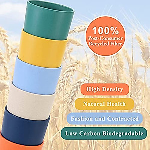 Mfacoy Wheat Straw Cups Set of 6, 12 oz Unbreakable Drinking Cups, Reusable Cups, Stackable Tumbler Cups, Colourful Water Cup Set for Kitchen, BPA Free, Dishwasher & Microwave Safe, Cups with 6 Colors