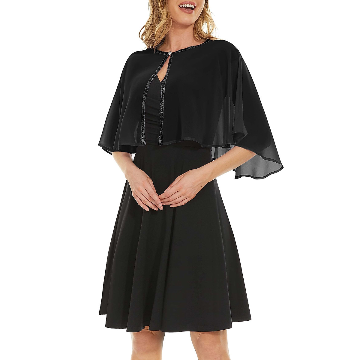 Rheane Shawls and Wraps for Evening Dresses Black Shawl Shawls and Wraps for Evening Dresses Formal Shawls and Wraps for Weddings Formal Shawl Shawl for Women (Black)