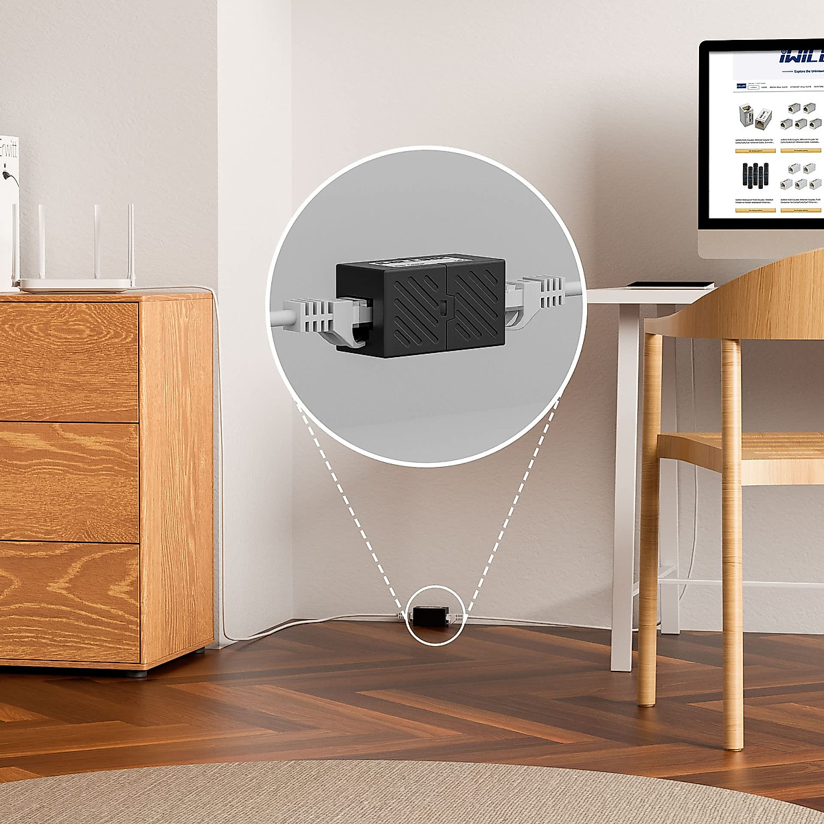 Iwillink RJ45 Coupler Ethernet Connector, Female to Female RJ45 Connector for Cat7 Cat6 Cat5e Cat5 Ethernet Cable, Extender Adapter, 10 Pack, Black