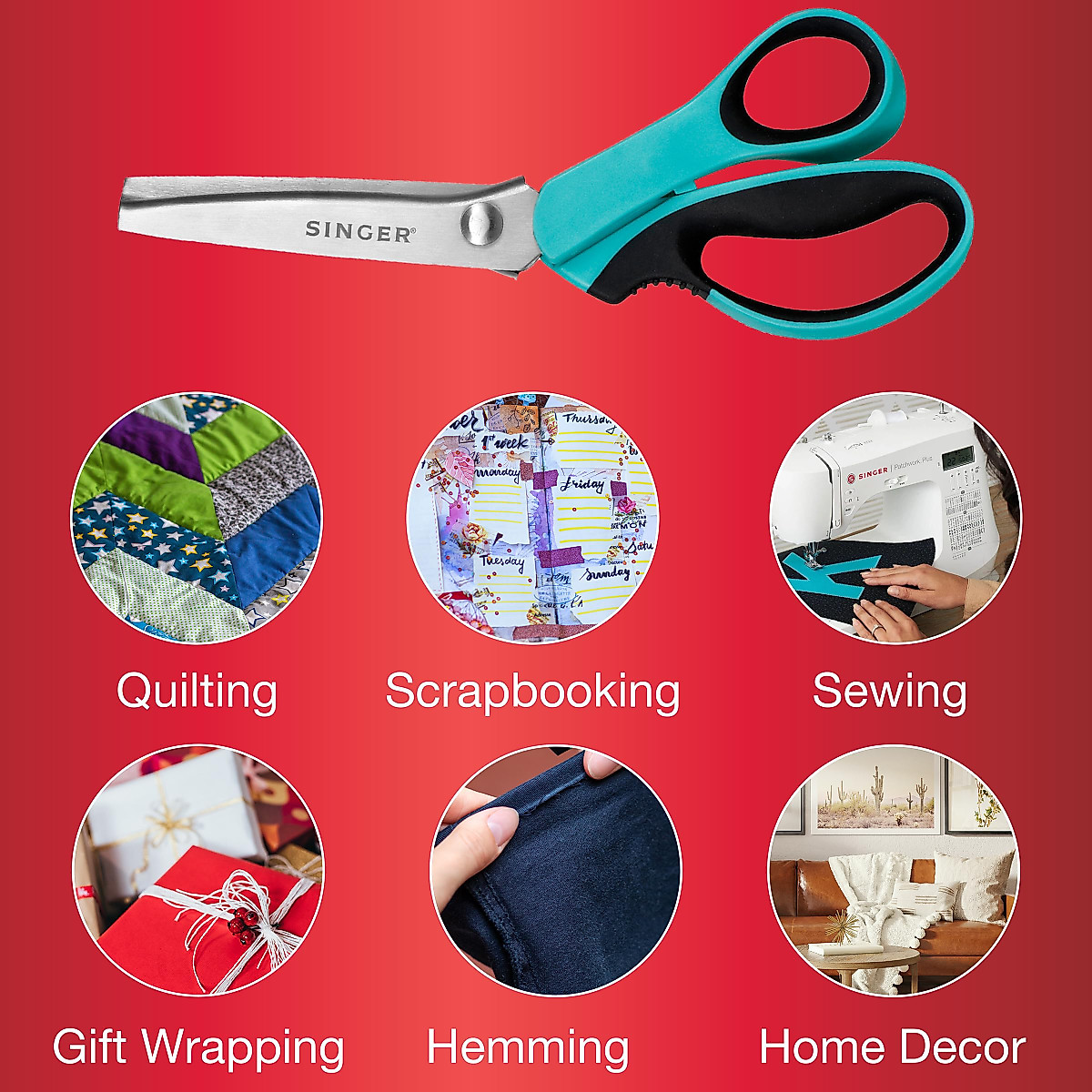 SINGER ProSeries 9" Pinking Shears - Heavy-Duty Stainless Steel - Zigzag Cut for No-Fray Fabric, Sewing & Craft Edging