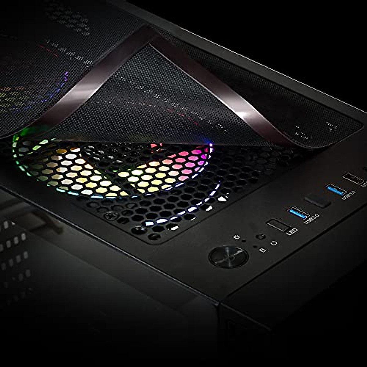 Bgears b-BlackWidow-RGB Black Gaming PC ATX case, Special Ripple effect Front Panel, Tempered Glass side. 2 x USB3.0, 3 x PWM 120mm ARGB Fans, Fan Controller with Remote, Support up to EATX board